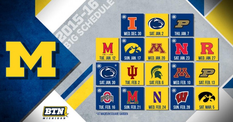 2015-16 Michigan basketball schedule finalized with Big Ten ...